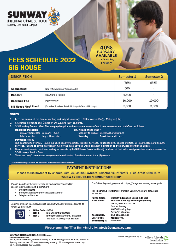 SISKL Fees 2022 | Sunway International Schools